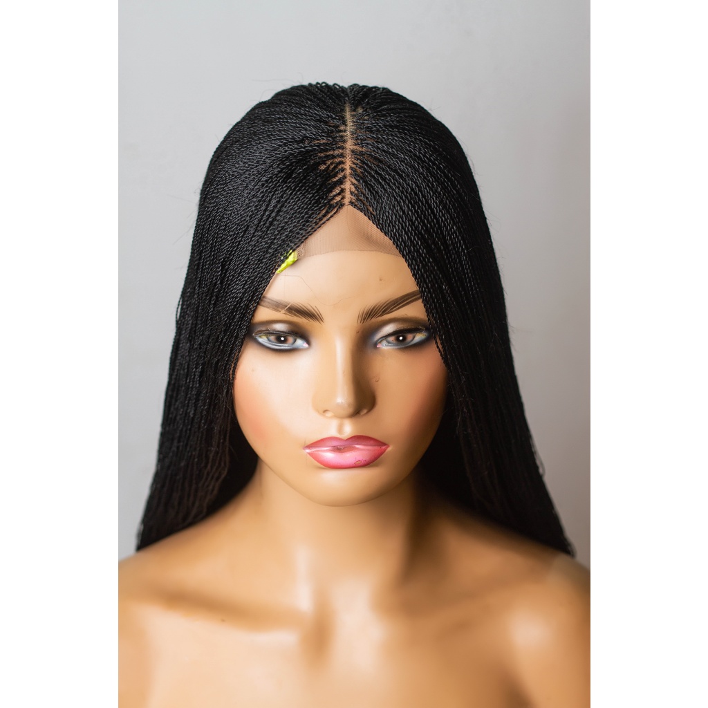 Black Micro Twist Lace Wig Single Part Wig Deeja Wigs Braided Wigs
